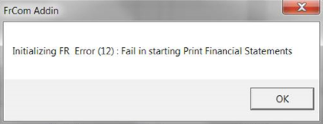 Sage 300 Error Initializing Fr Error 12 When Starting Financial Reporter